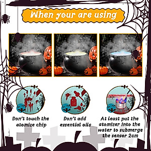 Halloween Mist Maker, Halloween LED Ultrasonic Mister Fogger with Light Witch Cauldron Diffuser Fog Machine Atomizer Bowl Terrarium High Output Humidifier Water Vaporizer with Splash Guard Float Disc