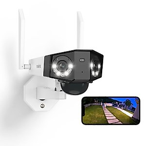 Reolink Duo - 2K Wireless Security Camera Outdoor, Dual Lens Ultra-Wide View, Color Night Vision, Battery Solar Powered, 2.4/5 GHz WiFi, 2-Way Talk, Person/Vehicle Detection, IP66 Waterproof