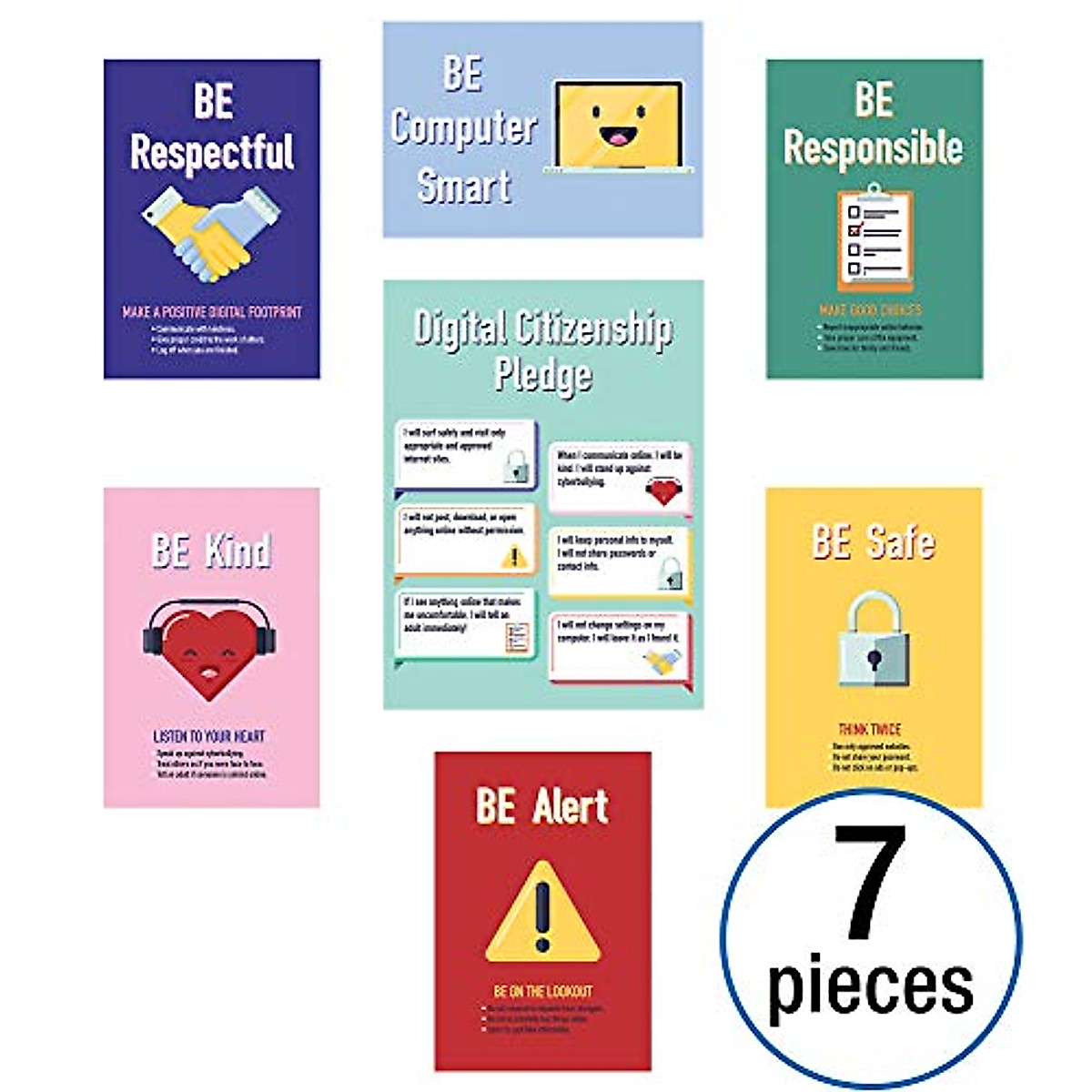 Carson Dellosa – Digital Citizenship Bulletin Board Set, Classroom Décor, 7 Pieces