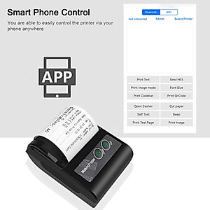 Zerodis Blue Tooth Thermal Receipt Printer Portable Ticket Pass Bill Mini Label Machine for MPT II 200dpi 3 5 inches sec for estaurant Sales Kitchen Retail (US Plug)