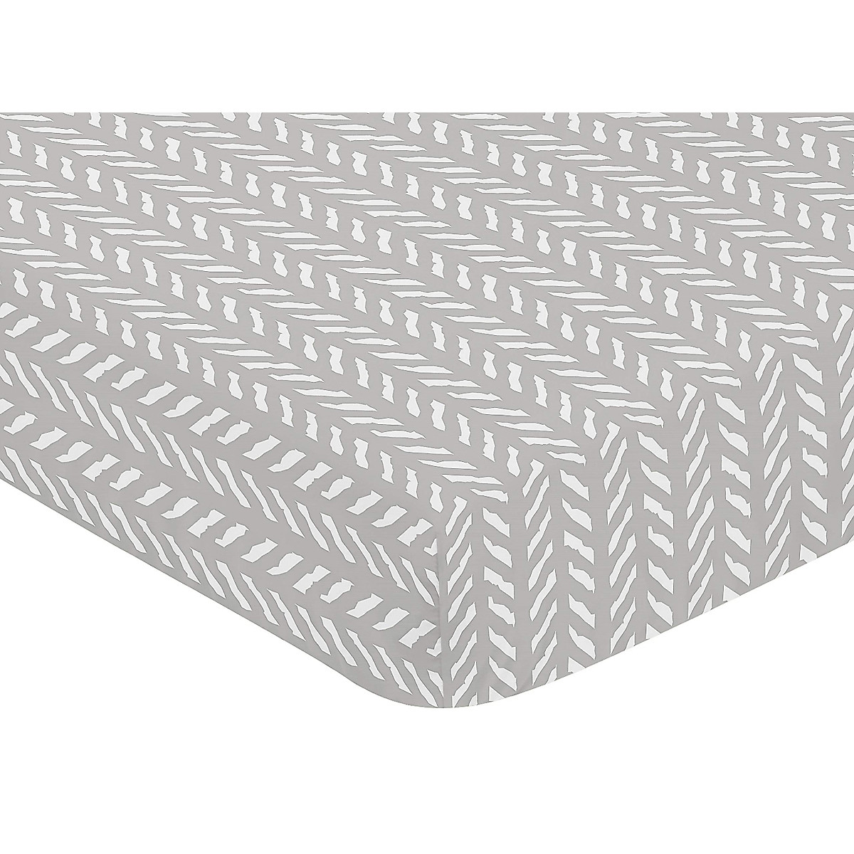 Sweet Jojo Designs Grey and White Boho Herringbone Arrow Unisex Boy or Girl Baby or Toddler Nursery Fitted Crib Sheet for Gray Woodland Forest Friends Collection