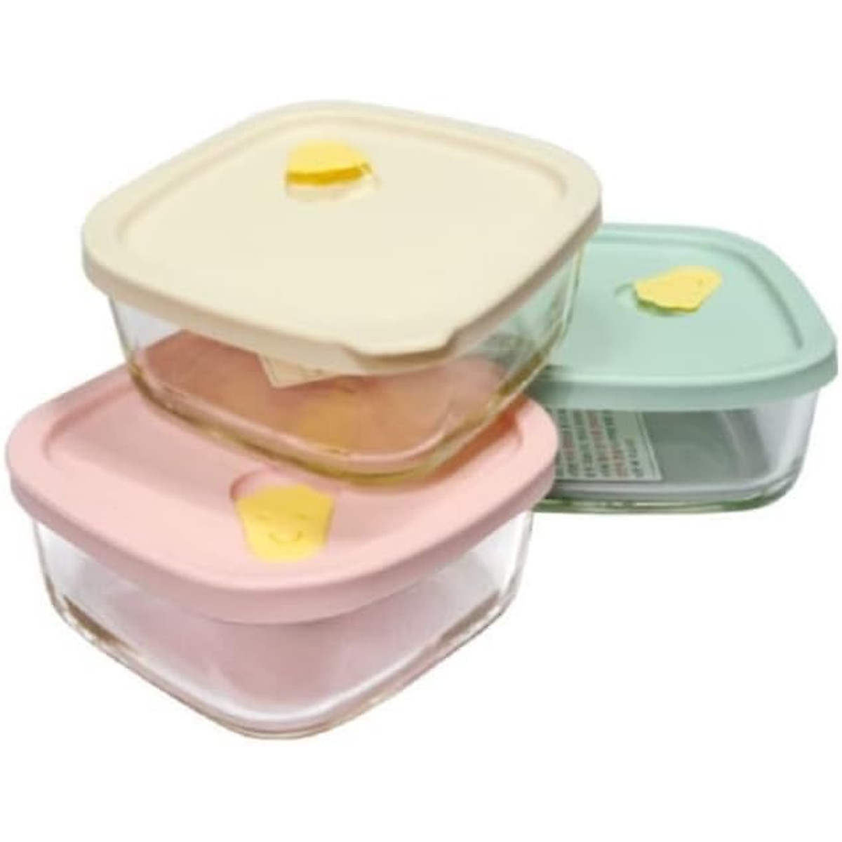 LOCK & LOCK Pastel Oven GLass Cooked Rice Storage Container for Freezer Set of 3
