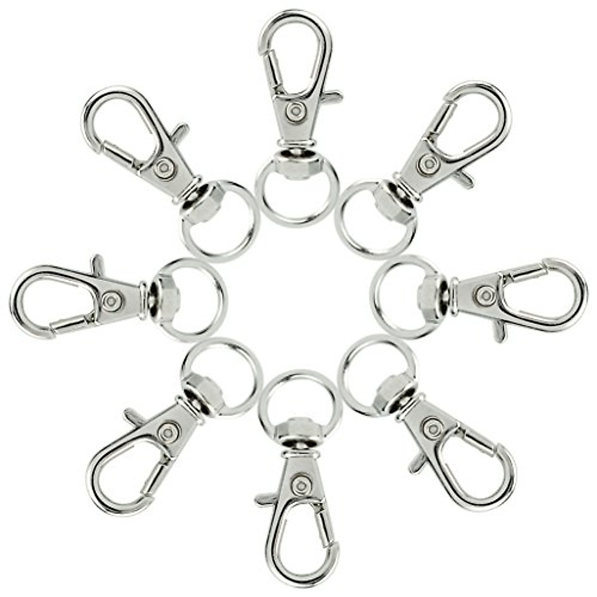 50 pcs Swivel Clasps Lanyard Snap Hook,cnomg Metal Swivel Lanyard Snap Hook Lobster Claw Clasp(Sliver)