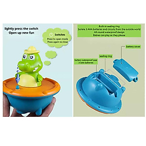 Bath Toys, Light Up Baby Pool Toy with LED Light Crocodile Spray Water Toy, Floating Wind Up Toys for 1 Year Old Boy Girl, New Born Baby Bathtub Water Toys, Preschool Toddler Pool Toys (Crocodile)