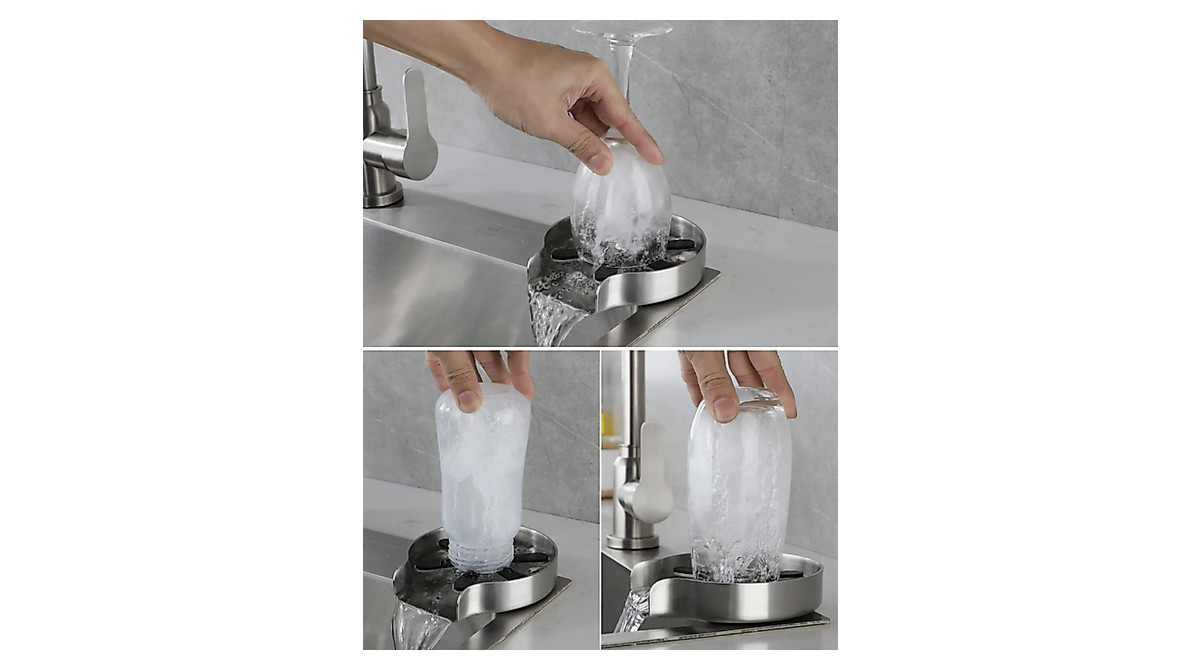 360° Rotary Stainless Steel Glass Rinser for Easy Cleaning