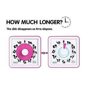 TWENTY5 SEVEN Countdown Timer 3 inch; 60 Minute 1 Hour Visual Timer - Classroom Teaching Tool Office Meeting, Countdown Clock for Kids Exam Time Management - Pink