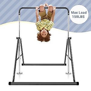 BangTong&Li Gymnastics Bar for Kids Height Adjustable Horizontal Bar Folding Gymnastics Junior Training Bar for Home Gymnastics Equipment (Black)