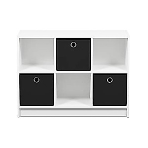 Furinno Basic 3x2 Bookcase Storage, White/Black, 6-Cube with Bin