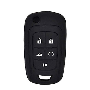 LemSa 2Pcs Rubber Silicone Flip Key Fob Cover Remote Keyless Protector Case Bag Holder for Chevrolet Equinox Camaro Cruze Malibu Sonic Volt Park OHT01060512 13504199 13500221, Black/Red