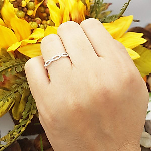 Dazzlingrock Collection 0.25 Carat (Cttw) 925 Sterling Silver Round Diamond Women Infinity Swirl Wedding Band 1/4 CT, Size 6.5