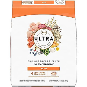 NUTRO ULTRA High Protein Natural Dry Dog Puppy Food with a Trio of Proteins from Chicken Lamb and Salmon, 15 lb. Bag