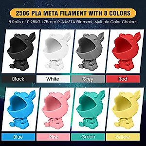 【PLA-Meta & PLA Plus】SUNLU 3D Printer Filament PLA-Meta 1.75mm, Dimensional Accuracy +/- 0.02 mm, 250G*8 Rolls, Black+White+Grey+Blue+Green+Red+Yellow+Pink & PLA+ 1KG, Green