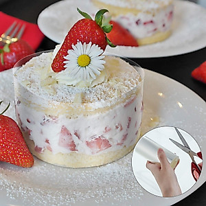 6-12 Inch Stainless Steel Adjustable Cake Mold Ring Mousse Baking Mould with Cake Collars, 4 x 394 Inch Clear Cake Strips, Transparent Cake Rolls, Mousse Cake Acetate Sheets for Cake Decorating