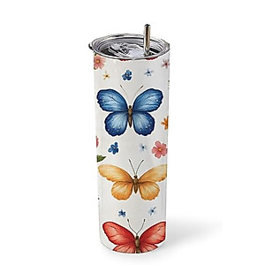 Medpol Butterfly Bohemia tumbler with lid and straw 20 oz insulated tumbler cups Butterfly Bohemia insulated travel coffee mugs for women cute sippy cups stainless insulated travel cups