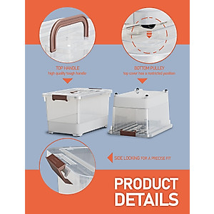 WYT 32 Qt Plastic Storage Bin Organizing Container with Durable Lids and Latching Buckle, Tote Box Stackable and Nestable, 4-Pack