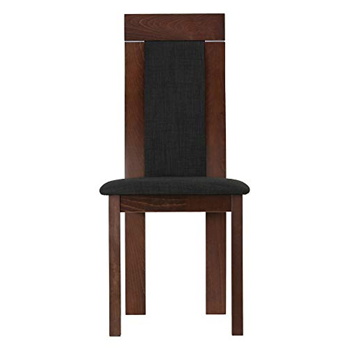 Cortesi Home Tia Walnut Finish Dining Chair in Charcoal Fabric, Set of 2, Brown