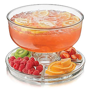 Libbey Selene 6-in-1 Multiuse Glass Server, Punch Bowl, Chip and Dip Bowl, Cake Stand