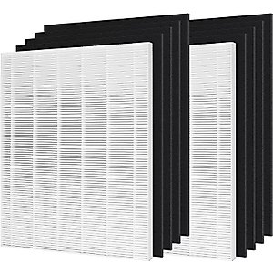 Hichoryer D480 True HEPA Replacement Filter D4, Compatible with Winix D480 Air Purifier, Compare to Winix D4 Filter, Item Number 1712-0100-00, 2 H13 True HEPA Filter & 8 Activated Carbon Filters