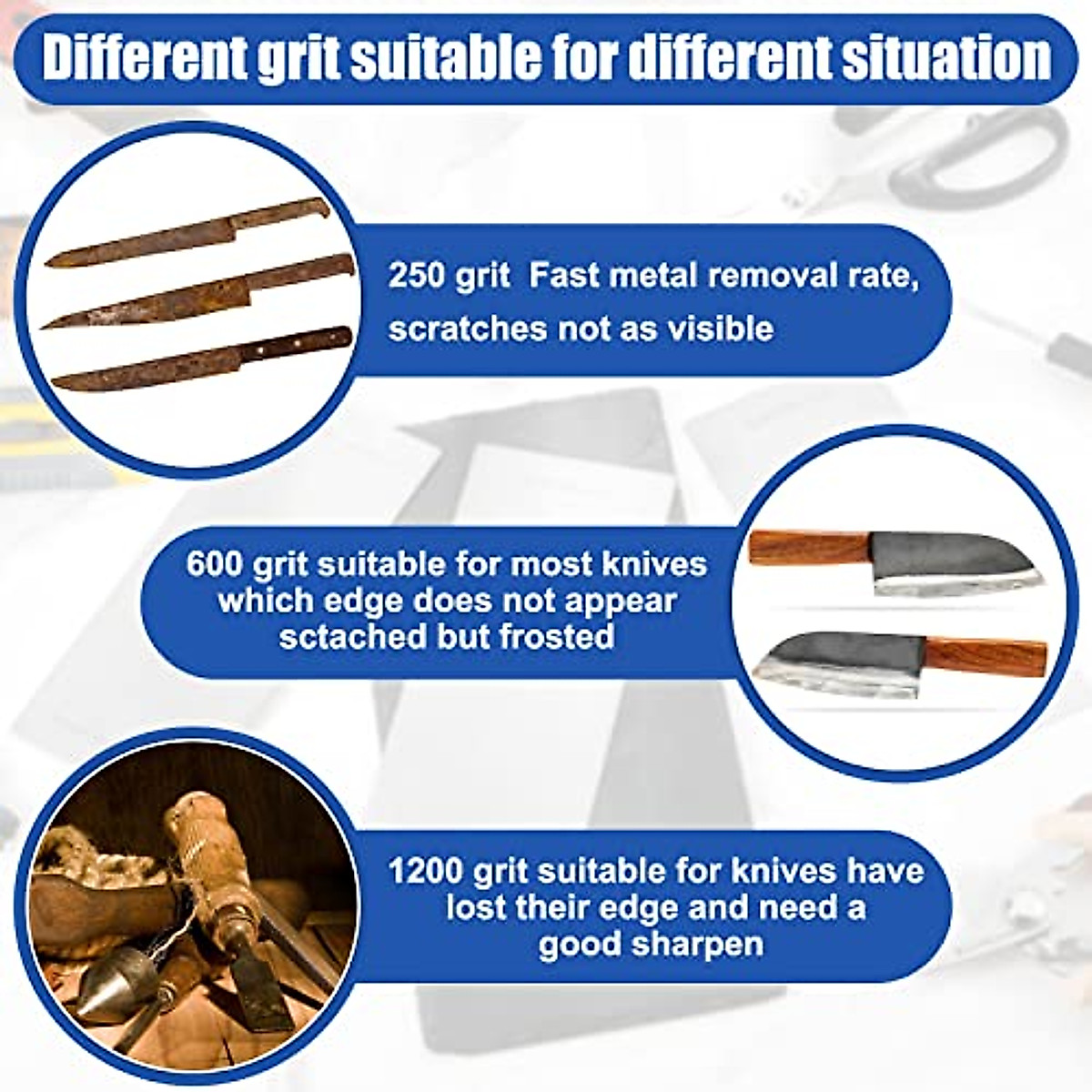 3 Pieces Diamond Sharpening Stone Diamond Knife Sharpener Plate Honing Whetstone for Kitchen Sharpening Dull, Blunt or Tired Edges (250/600/ 1200 Grit)