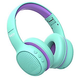 gorsun Premium Bluetooth Kids Headphones with Microphone, Wireless Headphones for Kids for School, 85/94dB Volume Limited, Adjustable Kids Bluetooth Headphones for Boys, Girls, Teens (Green)