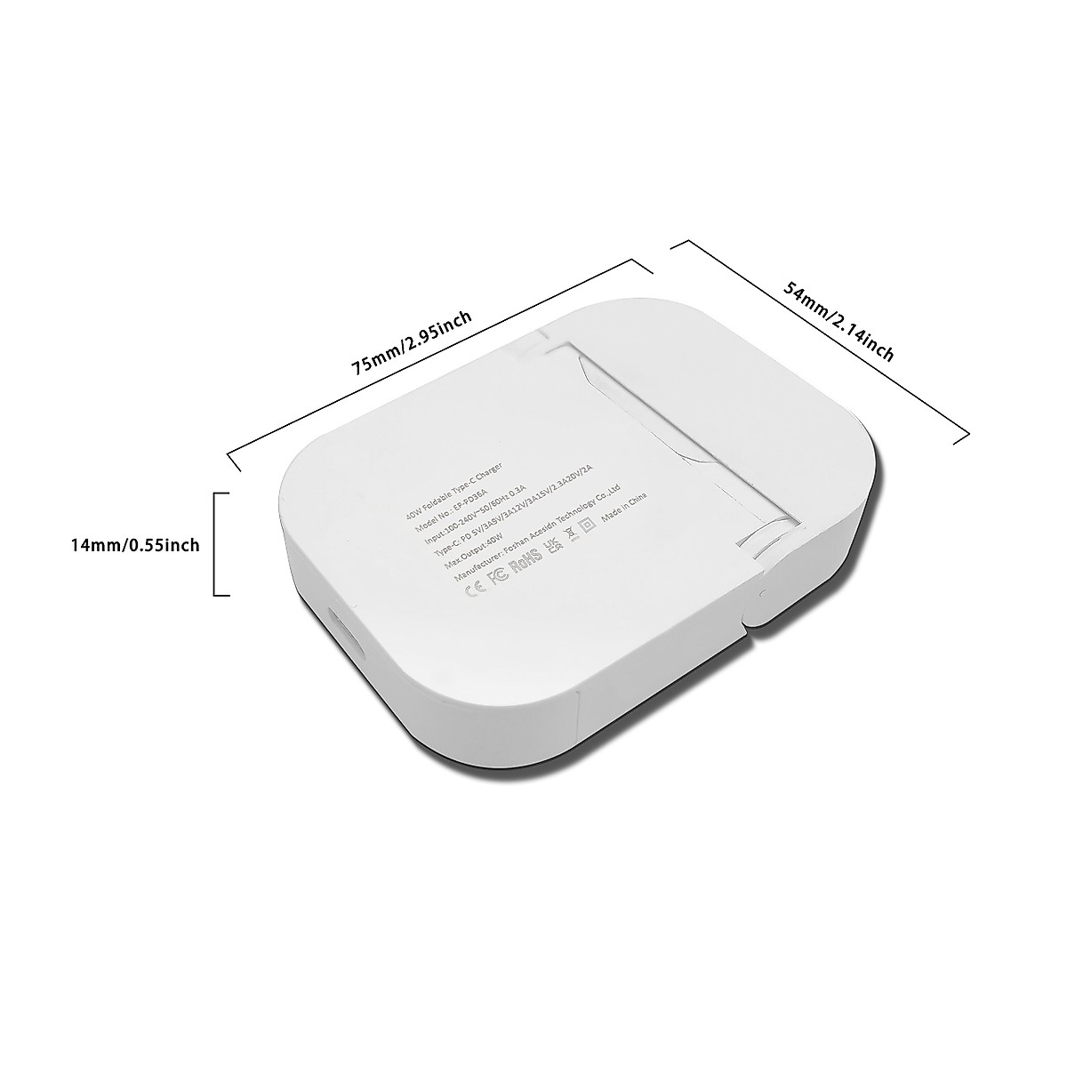 Acesidn Ultra-Thin & Portable - Type C Fast Charger 40W USB C - Mini, Innovative Design - Charger - Wall Charger Adapter USB Charger Block Plug in Wall Charger