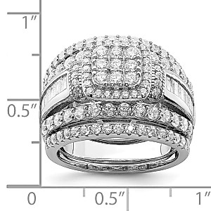 IceCarats 925 Sterling Silver Cubic Zirconia CZ Square Cut 3-piece Wedding Band Engagement Ring Bridal Jewelry Set