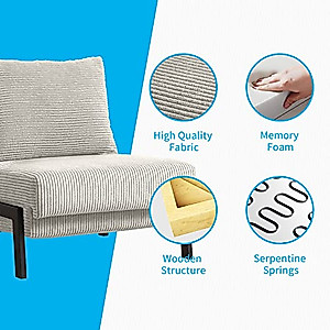 Mjkone Folding Futon Sofa Chair Bed, 2 in 1 Convertible Chair Bed Pull Out Sleeper Chair with Memory Foam Armless Sleeper Chair with Metal Leg Upholstered Chair for Living Room Bedroom Office, Beige