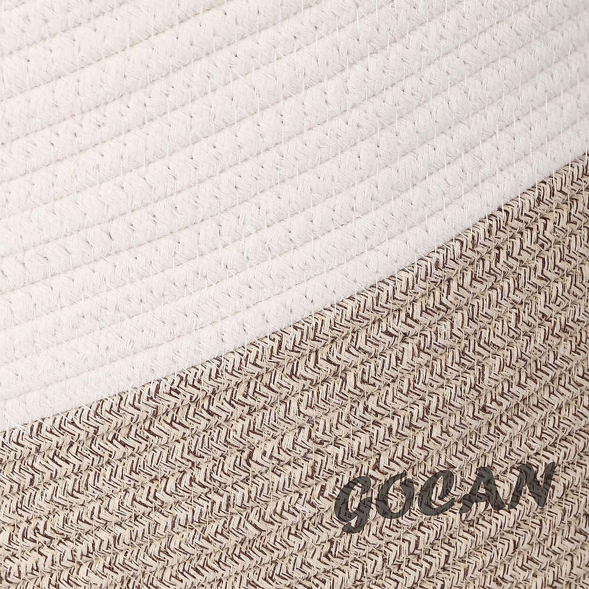 GOCAN Extra Large Laundry Basket toy storage 22"X22"X14" blanket basket Cotton Rope Woven Baskets with Handles for Living Room (Brown/Beige) XXXL