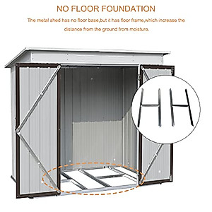 6x4 FT Outdoor Storage Bike Shed,Lockable Double Doors Metal Shed with Vents and Galvanized Steel,Outdoor Shed Tool Shed for Garden,Backyard,Lawn Mower,No Floor