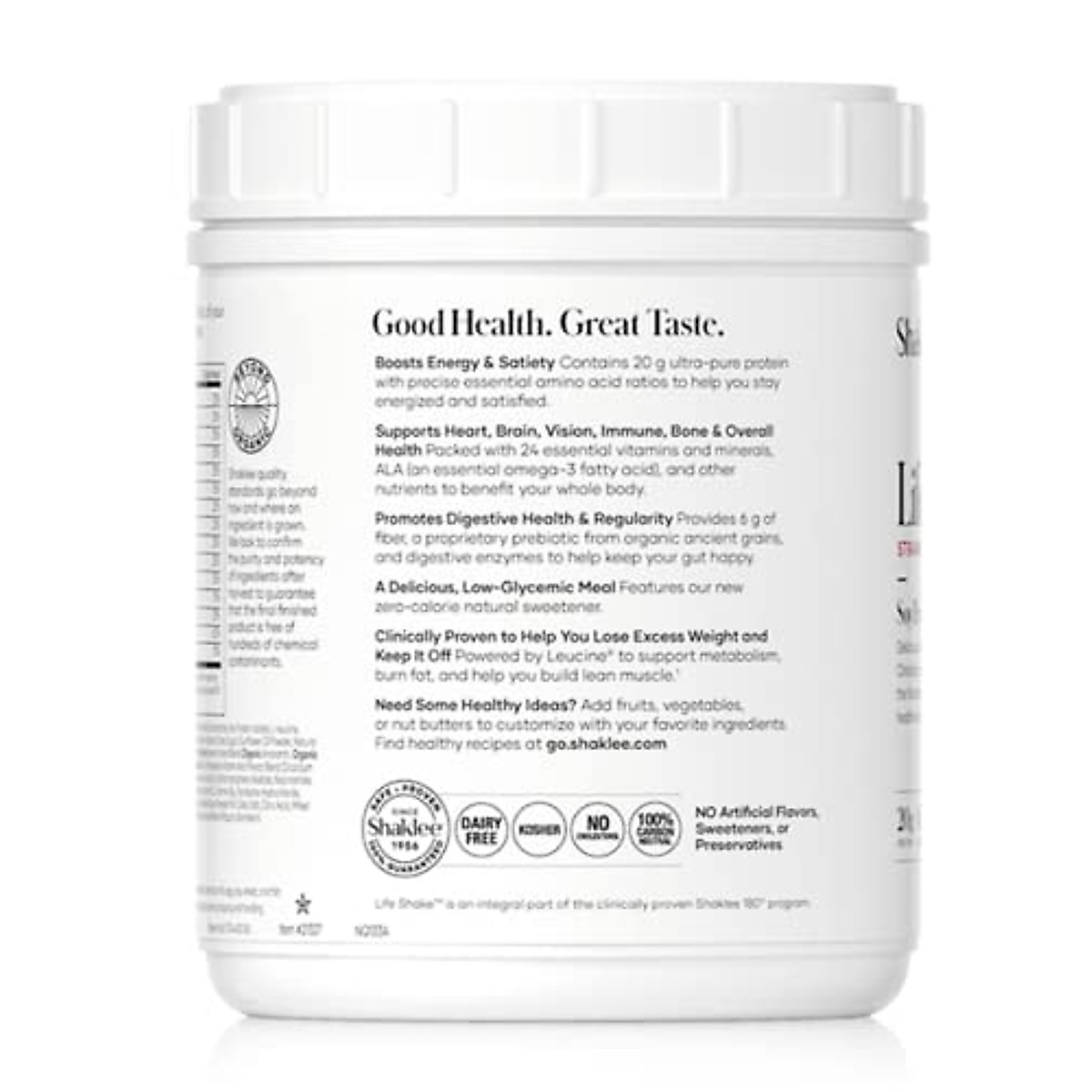 Shaklee Life Energizing Shake Delicious Non-GMO Protein Shake with pre- and probiotics - Strawberry