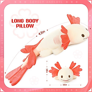 MaoGoLan Large Axolotl Plush Stuffed Animal,Big Axolotl Plush Pillow Toy,Giant Stuffed Axolotl Body Pillow for Holiday Birthday Christmas Day Gift Pink