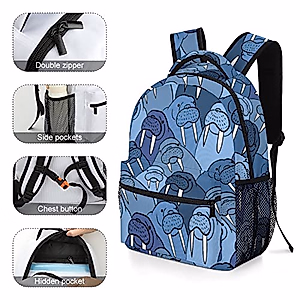 Walrus Backpack Bookbag Cute Funny Printed Graphic for Book Study Travel