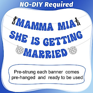 Mamma Mia Party Decorations, NO-DIY Mamma Mia Bachelorette Party Decorations, Glitter Mamma Mia She Is Getting Married Banner for Disco Ball Bridal Shower Wedding Party