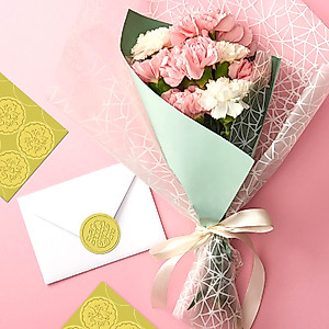 Zonon 100 Pieces Gold Embossed Wax Seals Foil Envelope Sticker Round Embossed Foil Seals Aluminum Foil Sticker Flower Pattern Certificate for Invitations Greeting Cards Party Wedding, 2 Styles