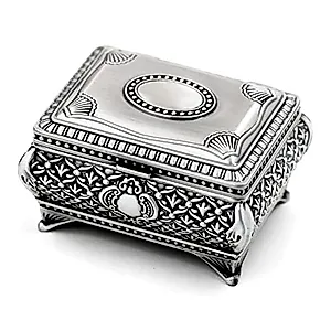 Uloveido Rectangle Shape Small Trinket Box - Retro Ring/Earrings/Necklace Storage Jewelry Organizer Case, Metal Treasure Chest Keepsake Gift Box for Women Girls Y2348