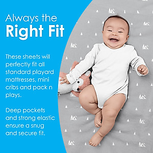 GROW WILD Pack n Play, Mini Crib Sheets 3-Pack | Soft Jersey Sheet Set for Boys or Girls | Playard Mattress, Pack and Play Sheets Fitted | Portable Bassinet Sheet - Woodland Nursery Decor