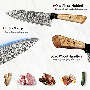 Plys Chef Knife 8-Inch Kitchen Knife, Super-Sharp Japanese Knife, Professional High Carbon Stainless Steel Non-Rust Cooking Chopping Knife, Ergonomic Handle, Father's Day Dad Gift Box Kitchen Gadgets