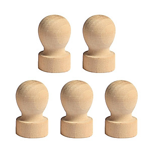 Healifty 5pcs 2.5cm Stamp Wooden Round Handle DIY Stamp Wood knobs,Drawer pulls and knobs for Scrapbooking Craft Card Diary