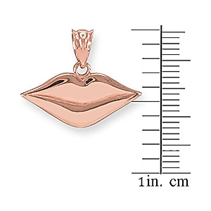 Trendy Necklaces High Polish 14k Rose Gold Lips Charm Pendant