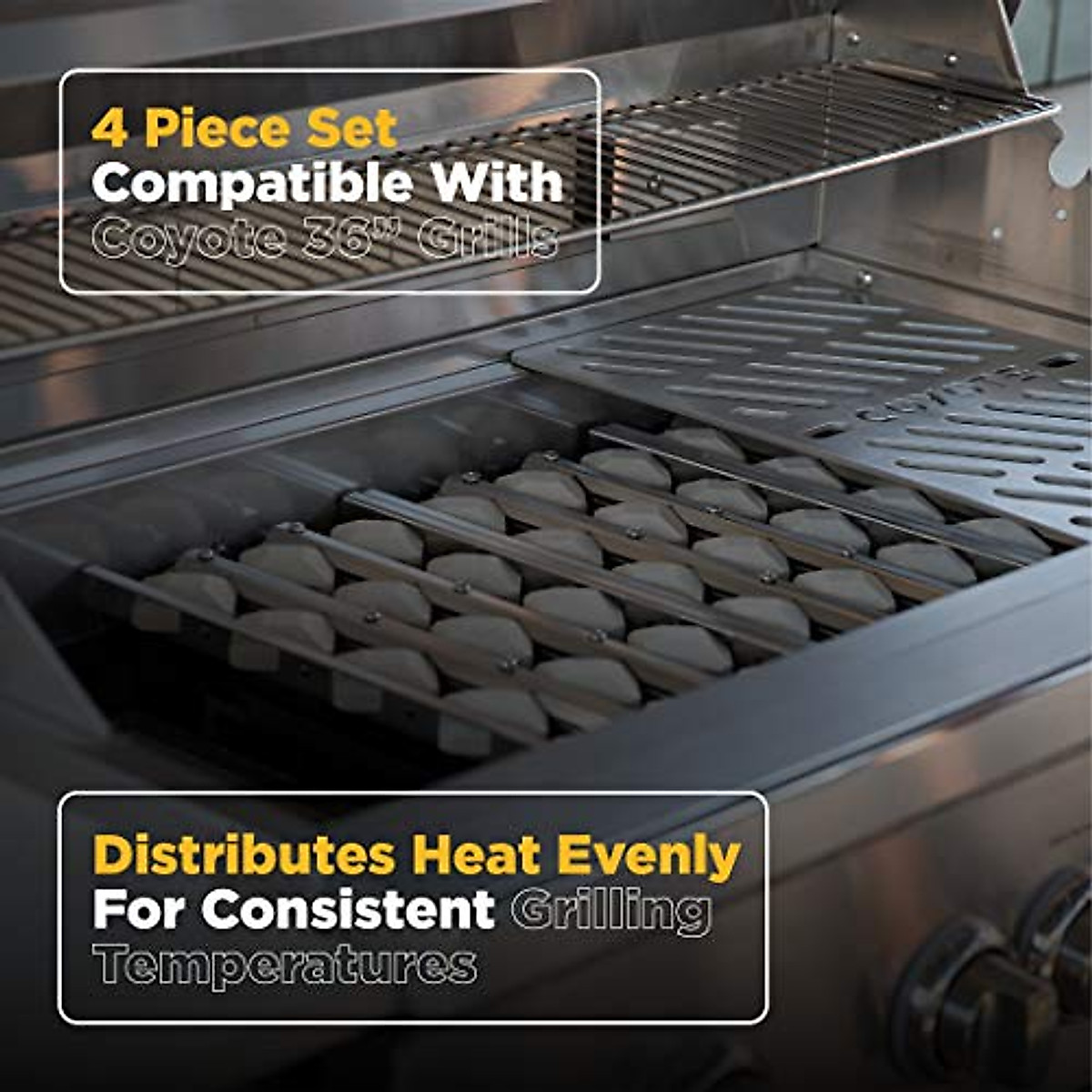 Coyote Ceramic Briquette Flame Tamer Set for C2 Model 36-Inch Grills, Set of 4 - C2BRIQ36