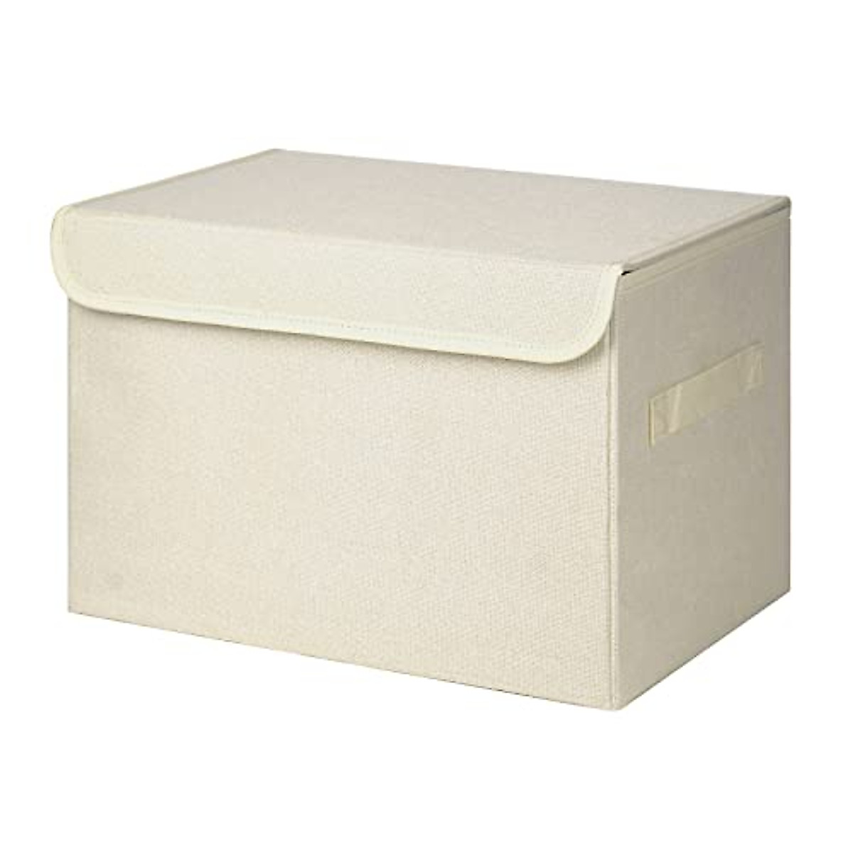 Bagnizer Collapsible Storage Bins with Lids, [1-Pack] Medium 22 Quart Linen Fabric Storage Boxes with Lids  for Home Bedroom Office (14.6 x 9.5 x 9.5, Beige)
