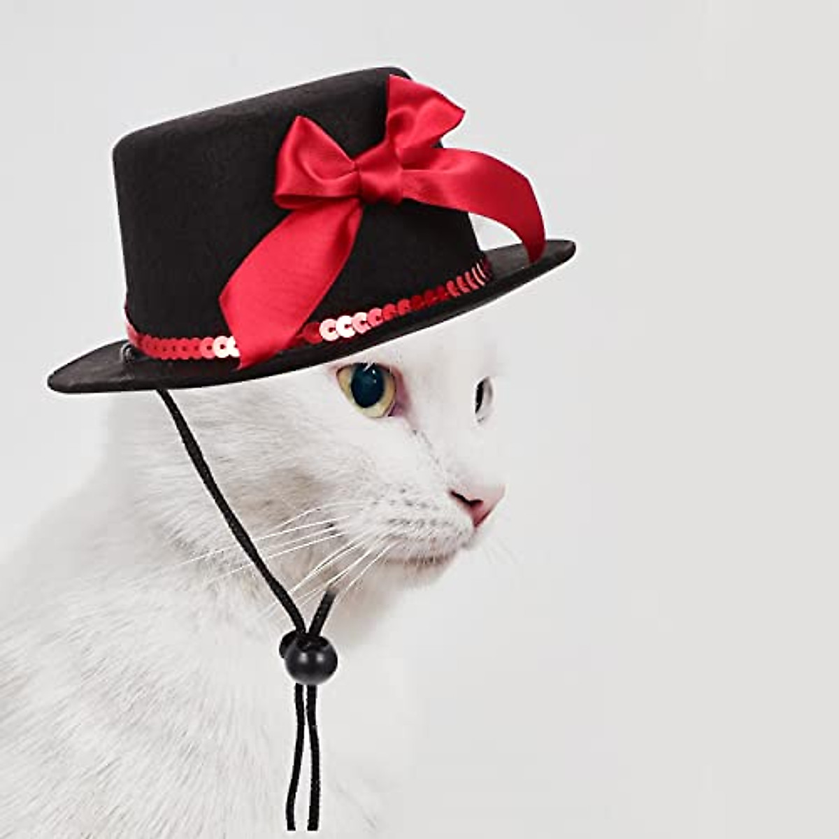 Puppy Top Hat Dog Costume Top Hat Pet Formal Hat with Bowknot and Adjustable Headband Birthday Hat Party Jazz Hat for Dog Cat Pet Costume Halloween Party Supplies