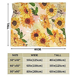 tiehrpr Flannel Fleece Throw Blanket Sunflower Gifts Print for Kids Adults Women 50"X40"