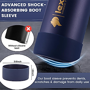 lexlion Water Bottle 32 Oz, Triple Walled Insulated Stainless Steel Reusable, Wide Mouth, Fruit Diffuser-Thermal Leaf Infuser , Silicone Sleeve&Cleaning Brush, 3 Lids Leak Proof, Metal Mug gallon