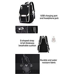 Aezbuxl Girls Lightweight Backpack Casual USB Backpack Portable Laptop Computer Bag Durable Teens Book Bag Black and White black(17 in)