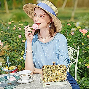 Omatta Women's Evening Handbags,Rhinestone Beaded Sequin Evening Handbags Party Prom Purse Bridal Clutch Purses Fancy Crossbody Bag