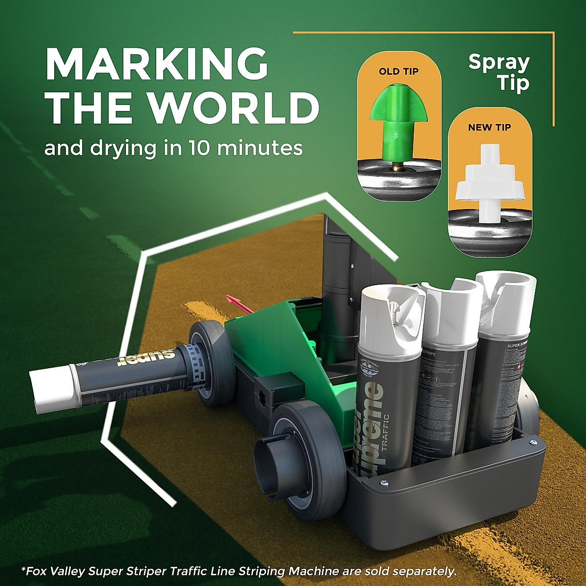 Fox Valley Super Supreme Traffic Spray Paint - Easy To Use Traffic Marking Paint Ideal For Road Lines, Parking Lot Paint - Sidewalk Paint, Warehouse & Factory Floor Paint - 18 oz (Pack of 12), White