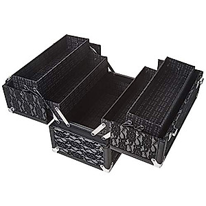 Caboodles Make Me Over 4 Tray Train Case, Cosmetic Storage Case & Organizer, Black Lace, 3.5 Lb