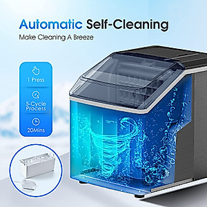 Portable Compact Ice Maker Machine Countertop With Scoop & Basket, 40Lbs/24H Auto Self-Cleaning,24 pcs Ice Cube in 13 Mins, ,Stainless Steel, Perfect for Home/Kitchen/Office/Bar (Black)
