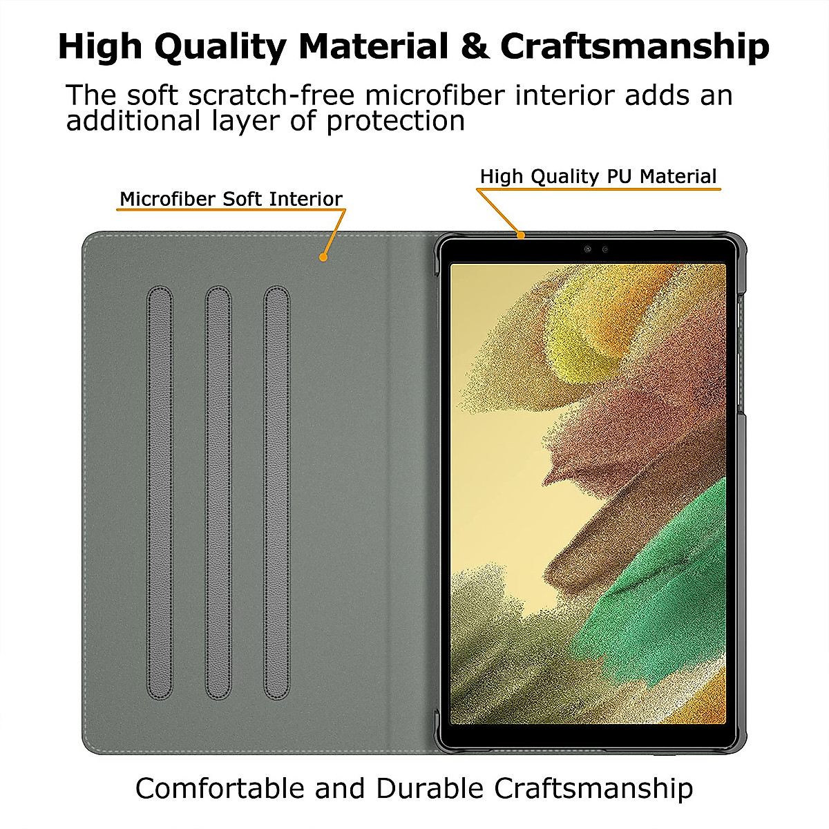 Soke Case for Samsung Galaxy Tab A7 Lite 8.7 Case 2021, Premium Leather Stand Folio Case with Bussiness Pocket, Hard PC Back Cover for Samsung Galaxy Tab A7 8.7 inch Tablet[SM-T225/T220/T227],Black